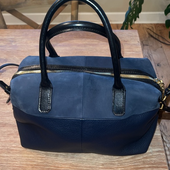 J. Crew | Bags | J Crew 2 Tone Navy Leather And Suede Crossbody Strap ...